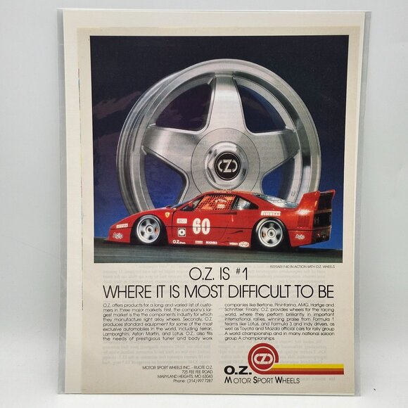 O.Z. | Art | Oz Motor Sport Wheels Racing Car Rims Ferrari F4 Lm ...